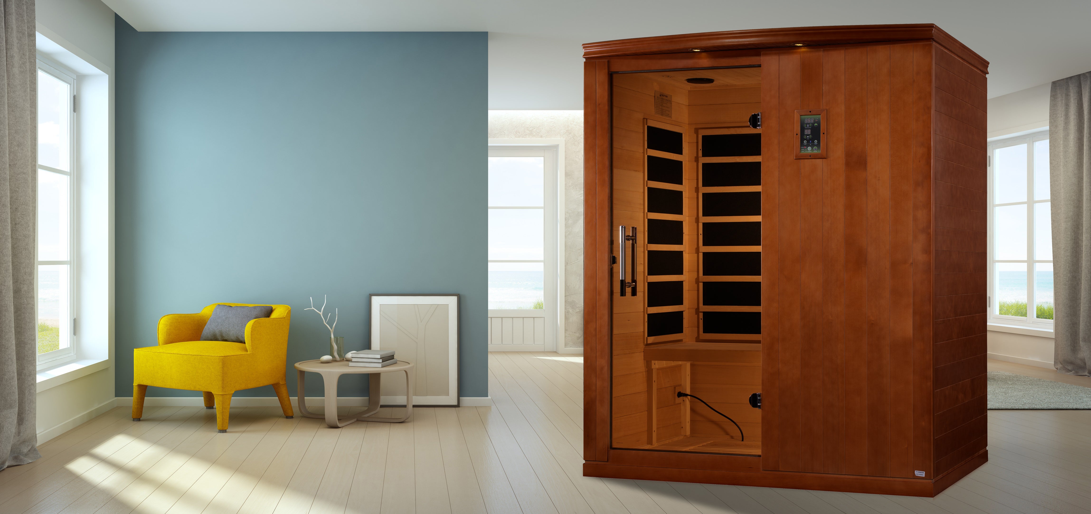 Dynamic 3 person "Madrid Elite" Infrared Sauna Ultra Low EMF with Cana ...