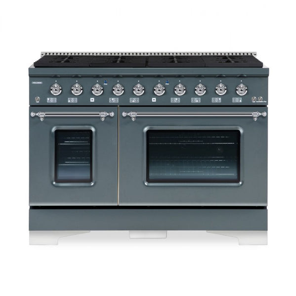 Hallman Classico Series 48" Dual Fuel Freestanding Range in Blue Grey ...