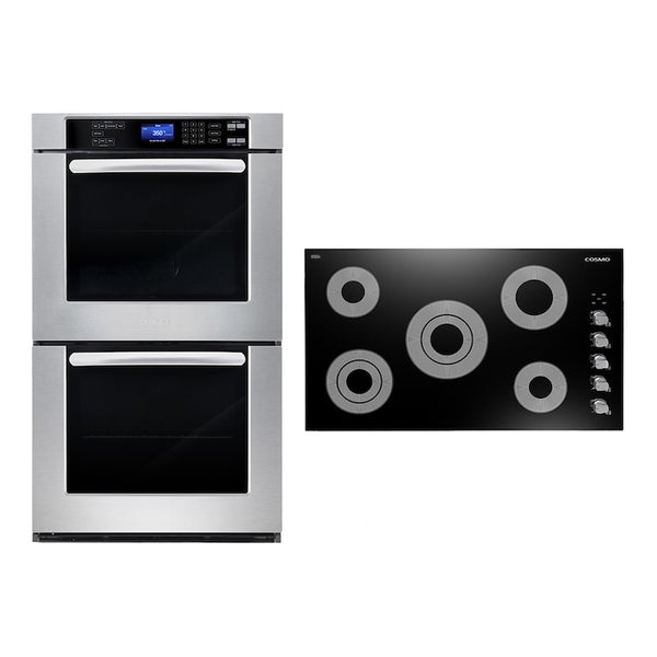 Cosmo 2 Piece Kitchen Package With 36" Electric Cooktop 30" Double Ele ...