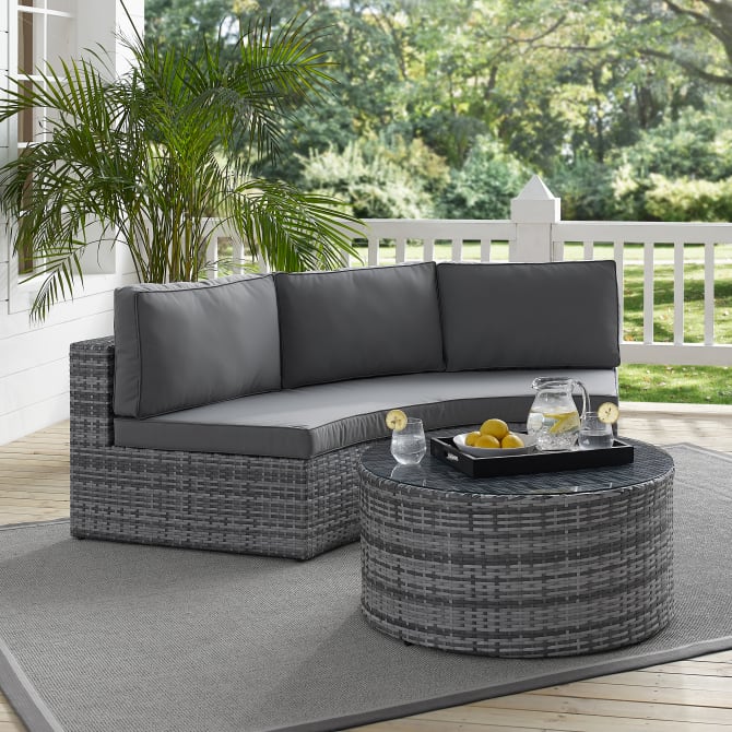 Crosley Catalina 83 Inch 2pc Outdoor Wicker Sectional Set Ko70034