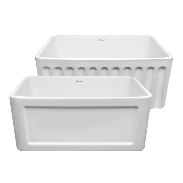 WHITEHAUS 24″ Reversible Series Fireclay Kitchen Sink with Concave Des ...