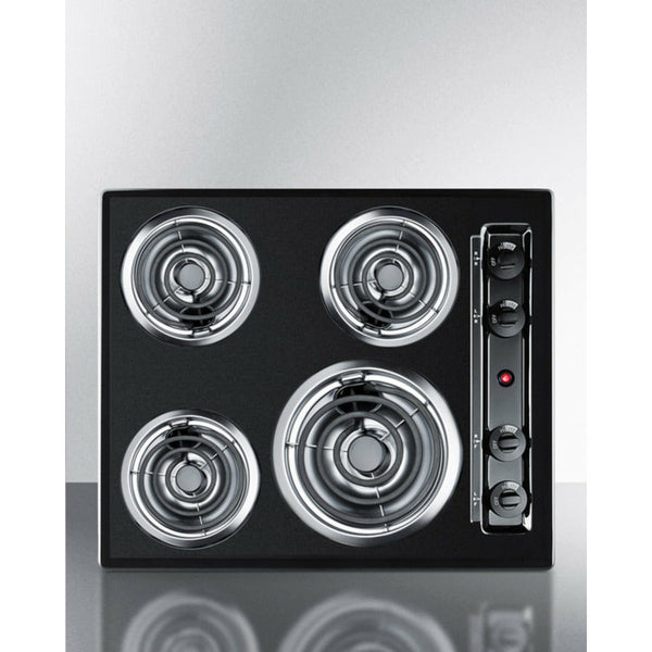 Summit 24" Wide 4-Burner Coil Cooktop with 4 Elements, Hot Surface Ind ...