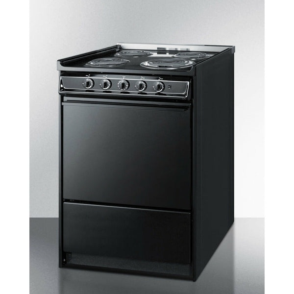 Summit 24" Wide Electric Coil Range with 4 Elements, 2.92 cu. ft. Tota ...